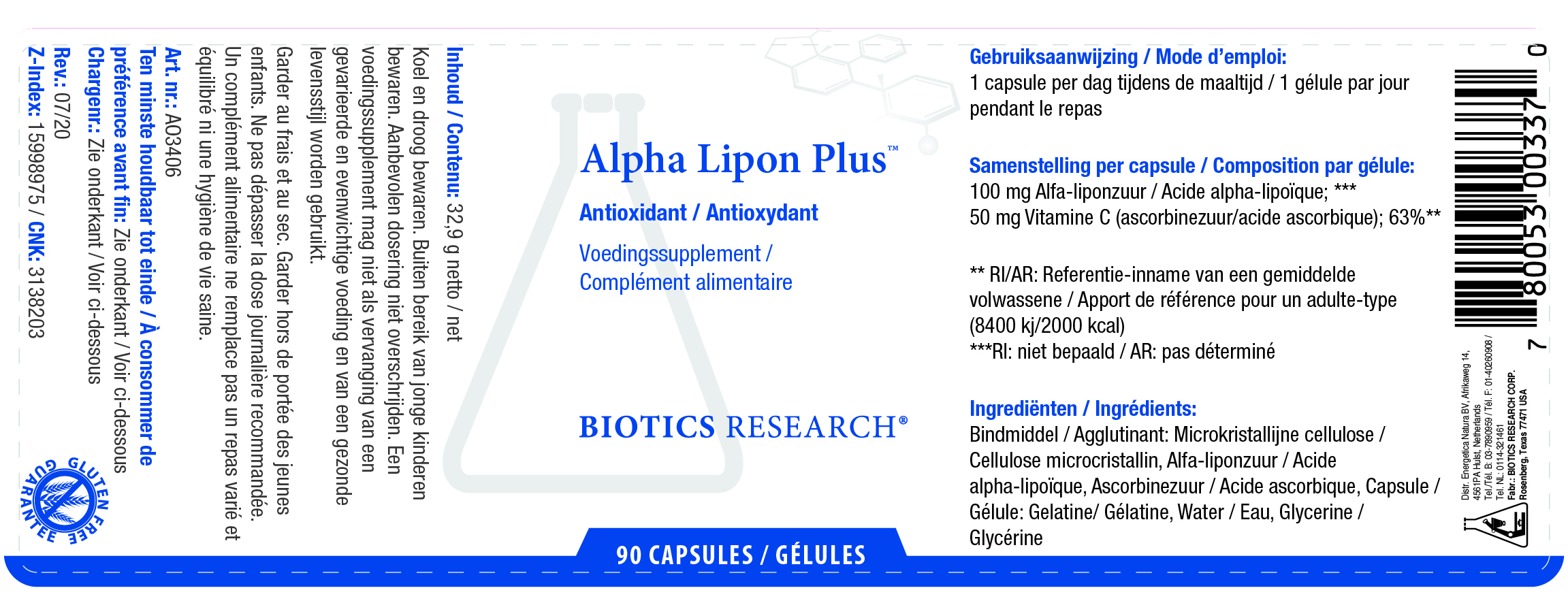 Alpha Liponzuur (Lipon Plus) | Biotics | Energetica Natura