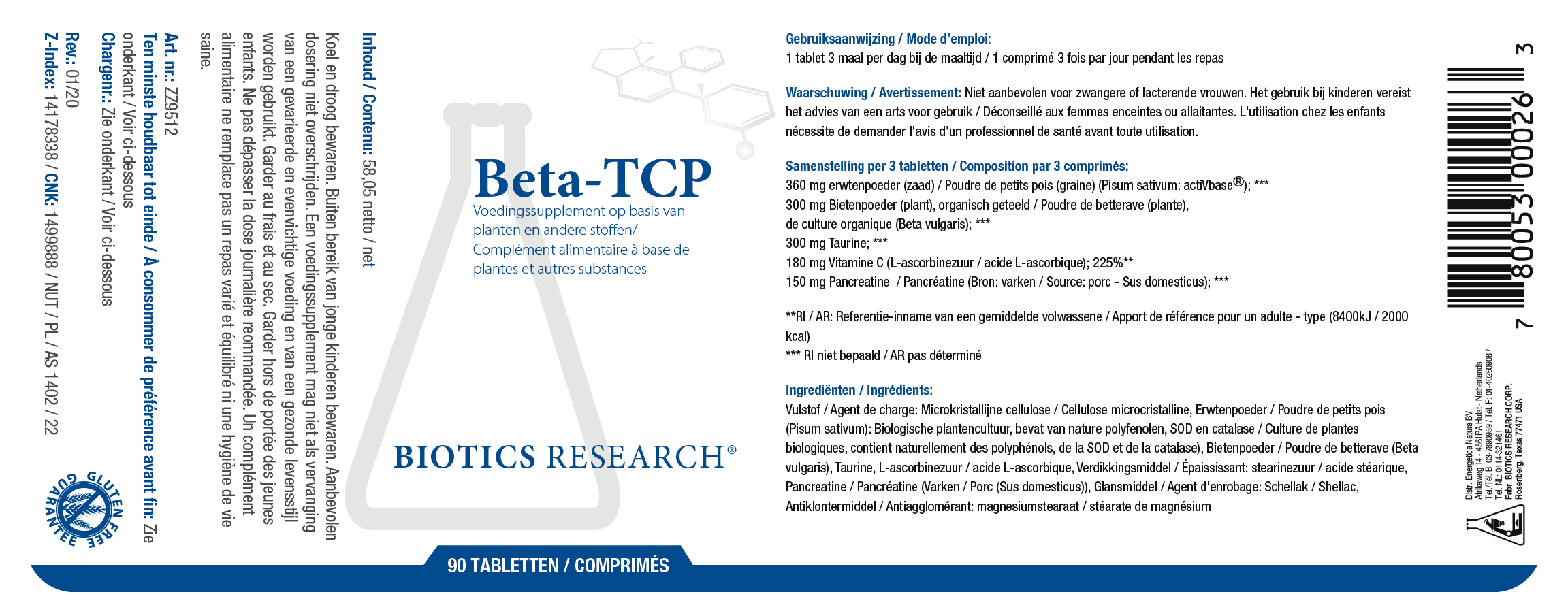 Beta-TCP | Biotics Research | 90 Tablets | Energetica Natura