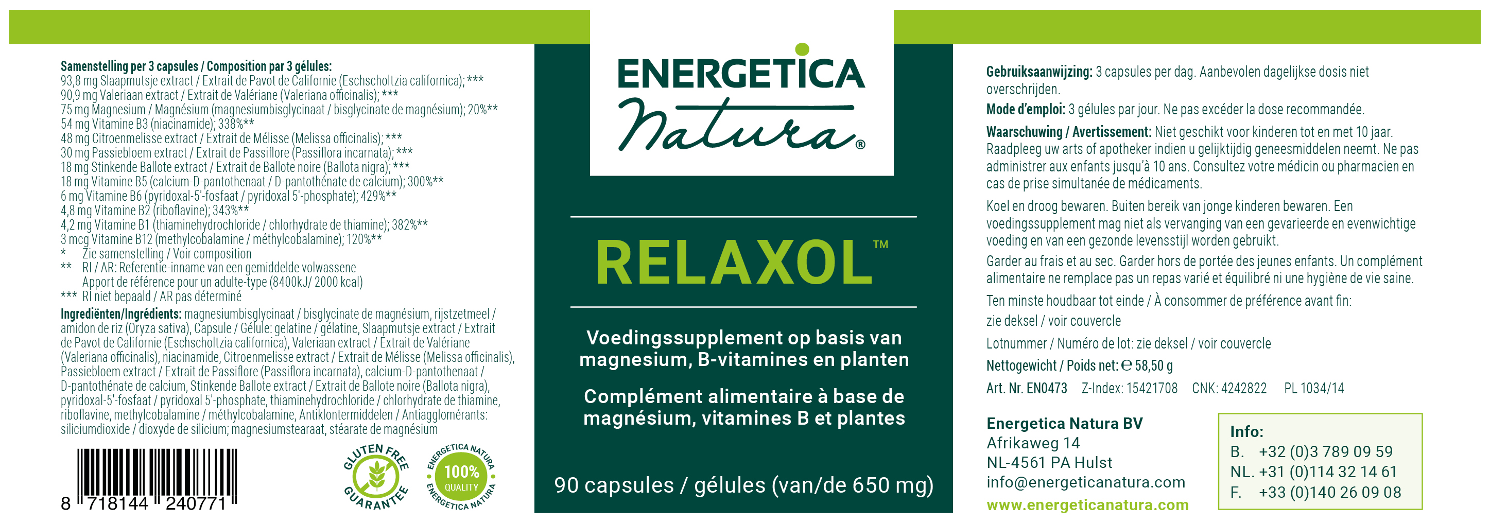 Relaxol | Anti-Stress | 90 Capsules | Energetica Natura