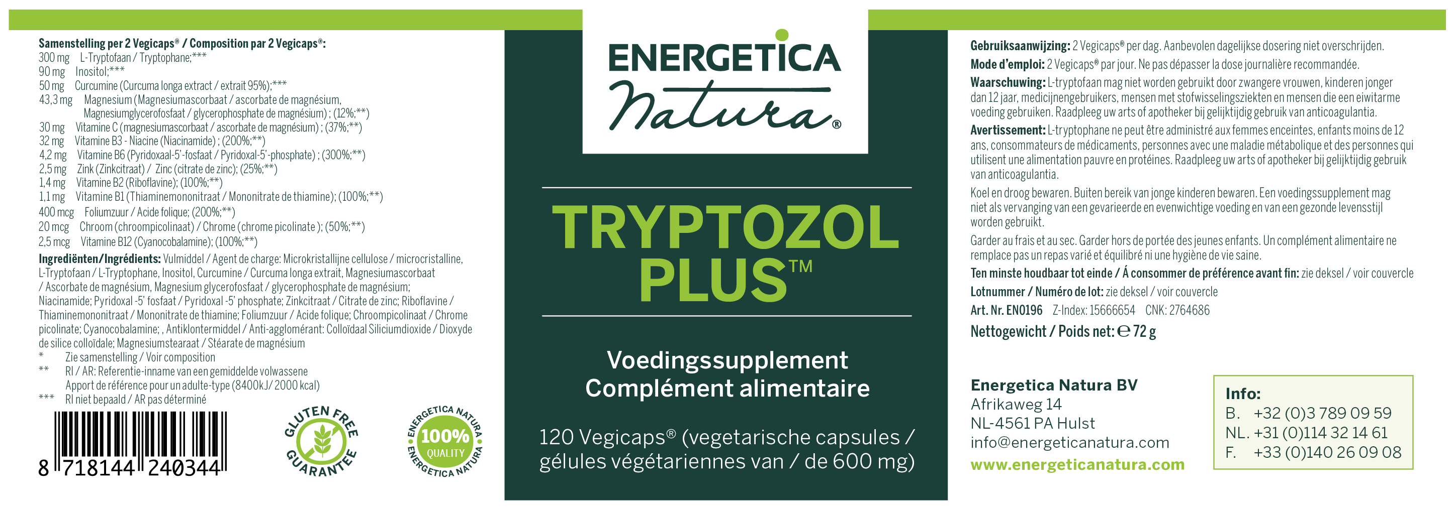 Tryptozol Plus | 120 Capsules | Energetica Natura