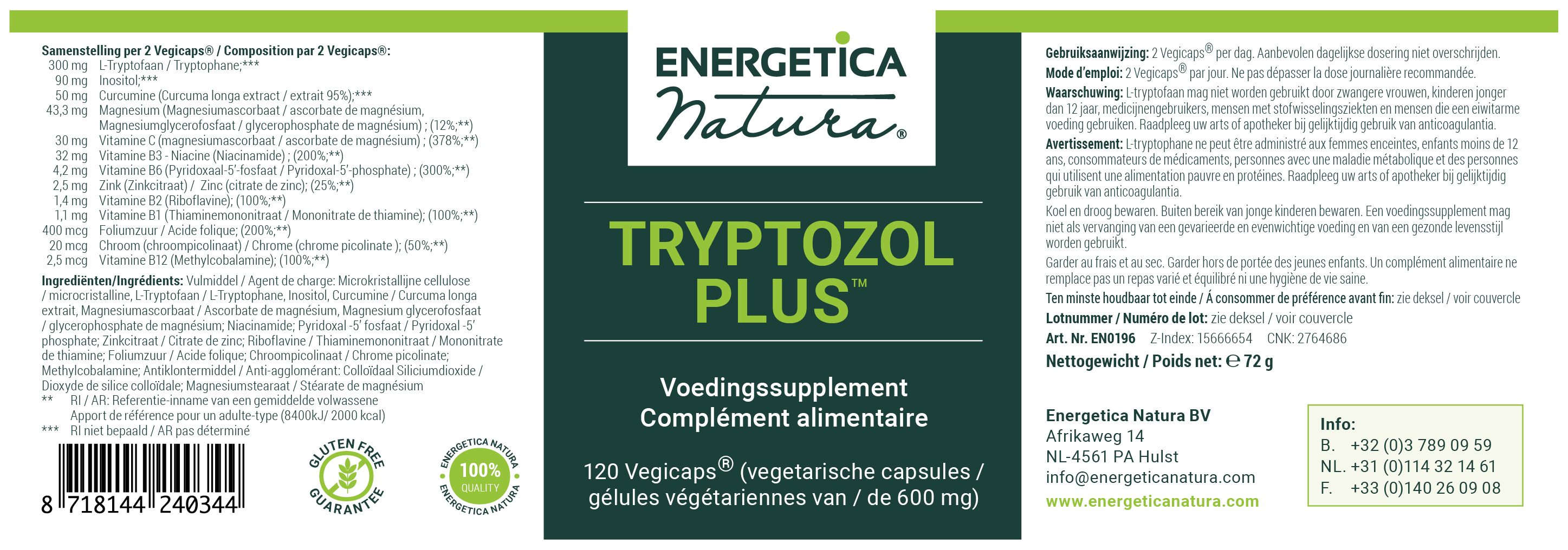 Tryptozol Plus | 120 Capsules | Energetica Natura
